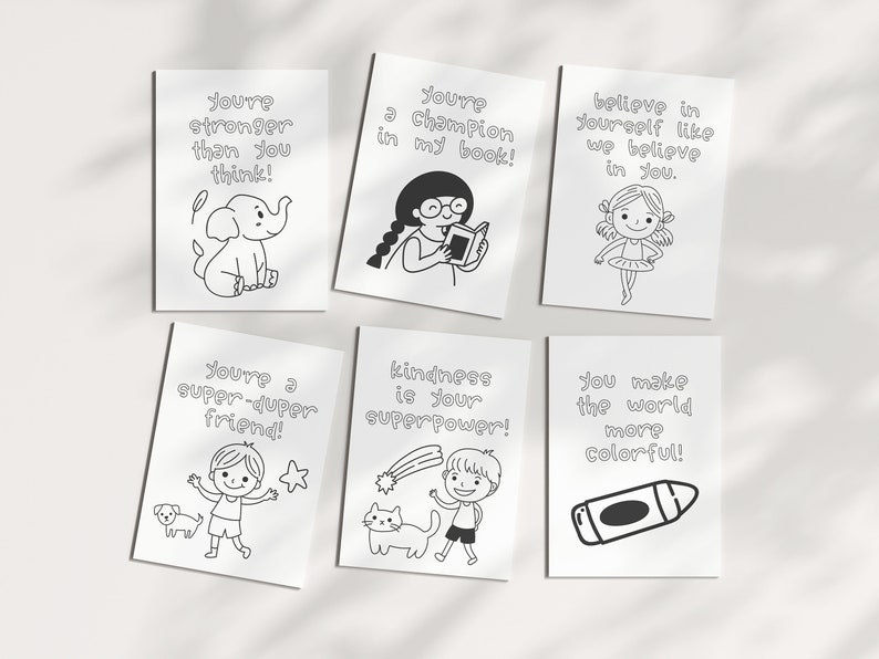 Kindness Cards for Kids, Coloring Cards, Friendship Cards, 31 Days of ...