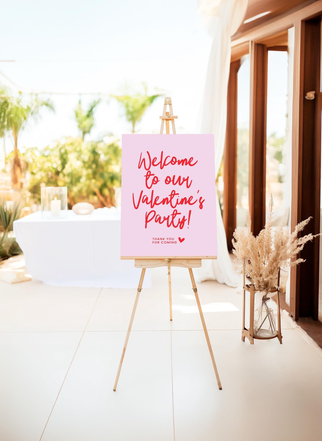 Valentines Welcome Sign Pink Valentine's Day Sign, Pink Valentines ...