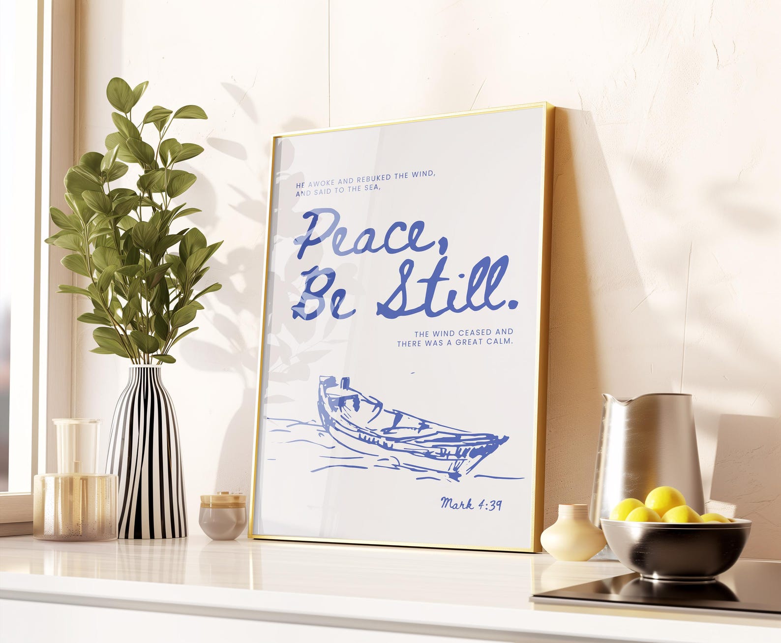 Bible Verse for Hard Times, Blue Bible Verse Wall Art, Blue Scripture ...