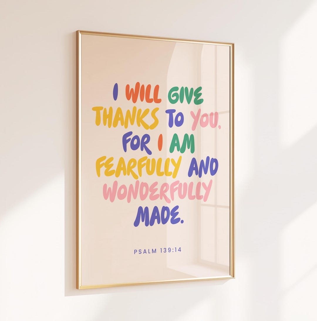 Psalm 139:14 Wall Art, Psalm 139 Wall Decor, Christian Nursery Decor ...