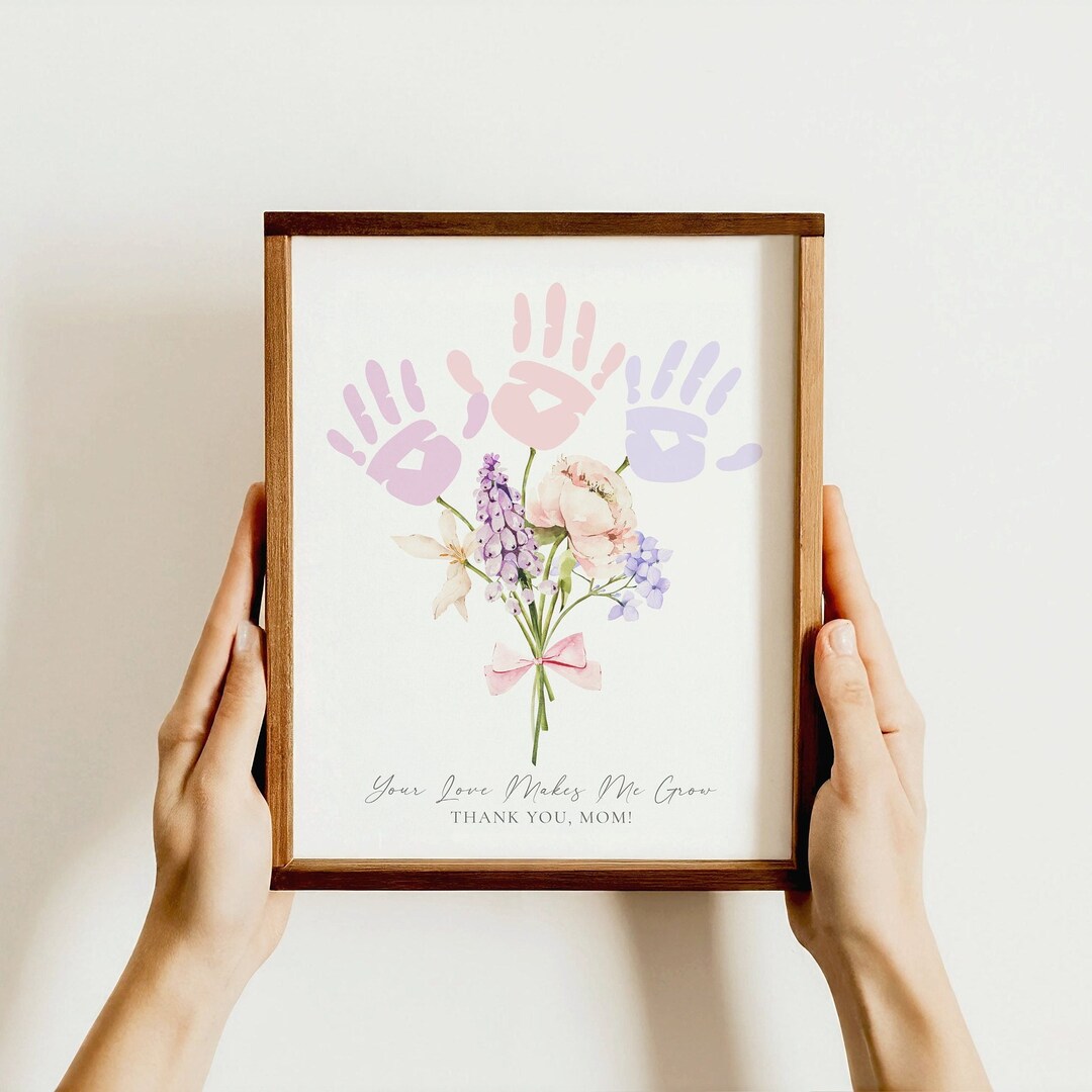 Mother's Day Craft Flower Handprint Art Activity for Kids Birthday Gift ...