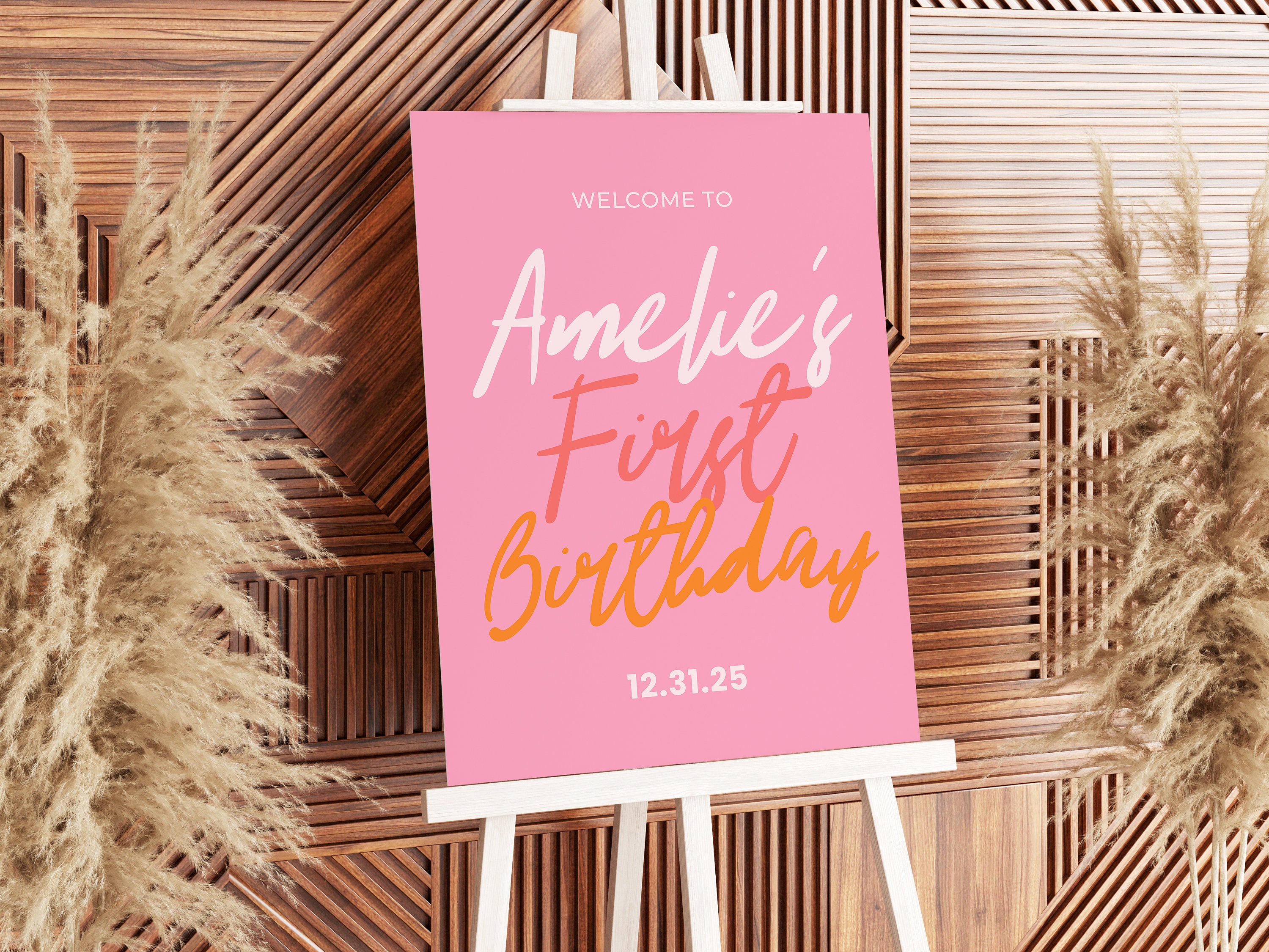 Pink Birthday Welcome Sign, Modern Party Decor (digital Download) - Etsy