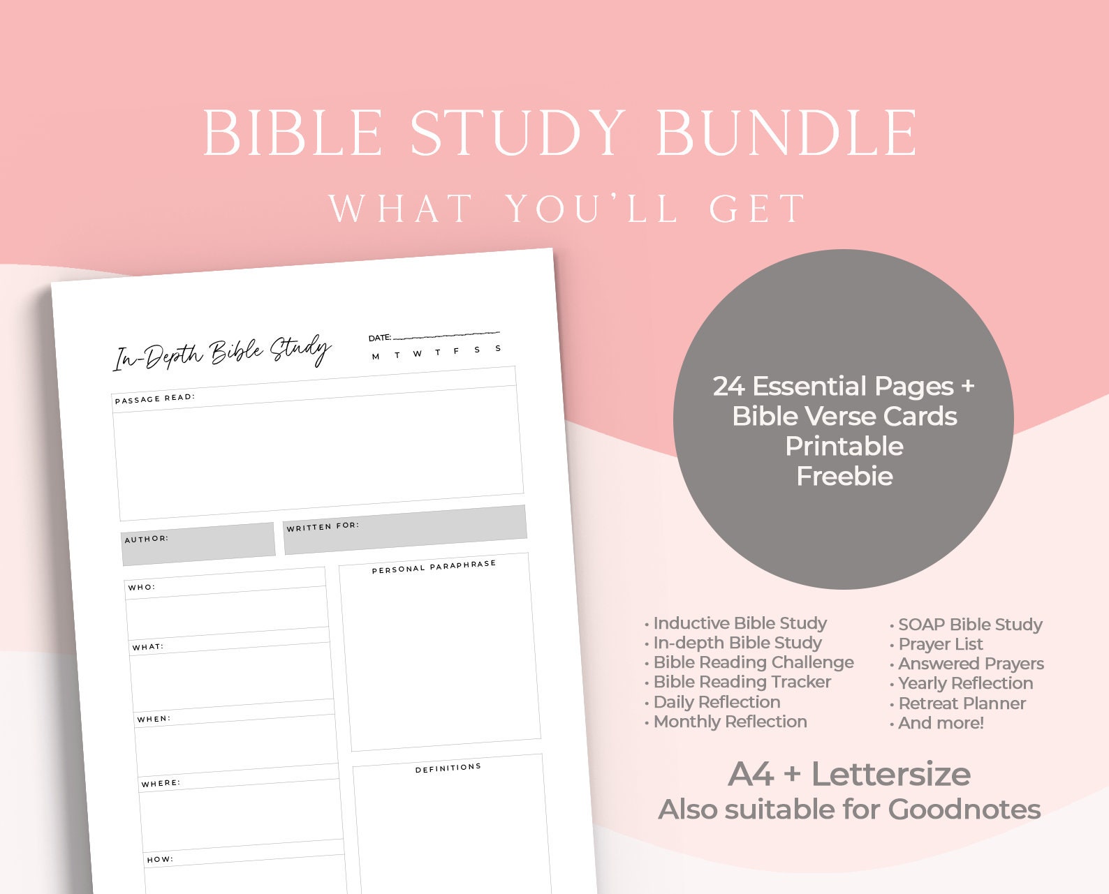 Digital Bible Study, Printable Faith Journal, Minimalist Christian ...
