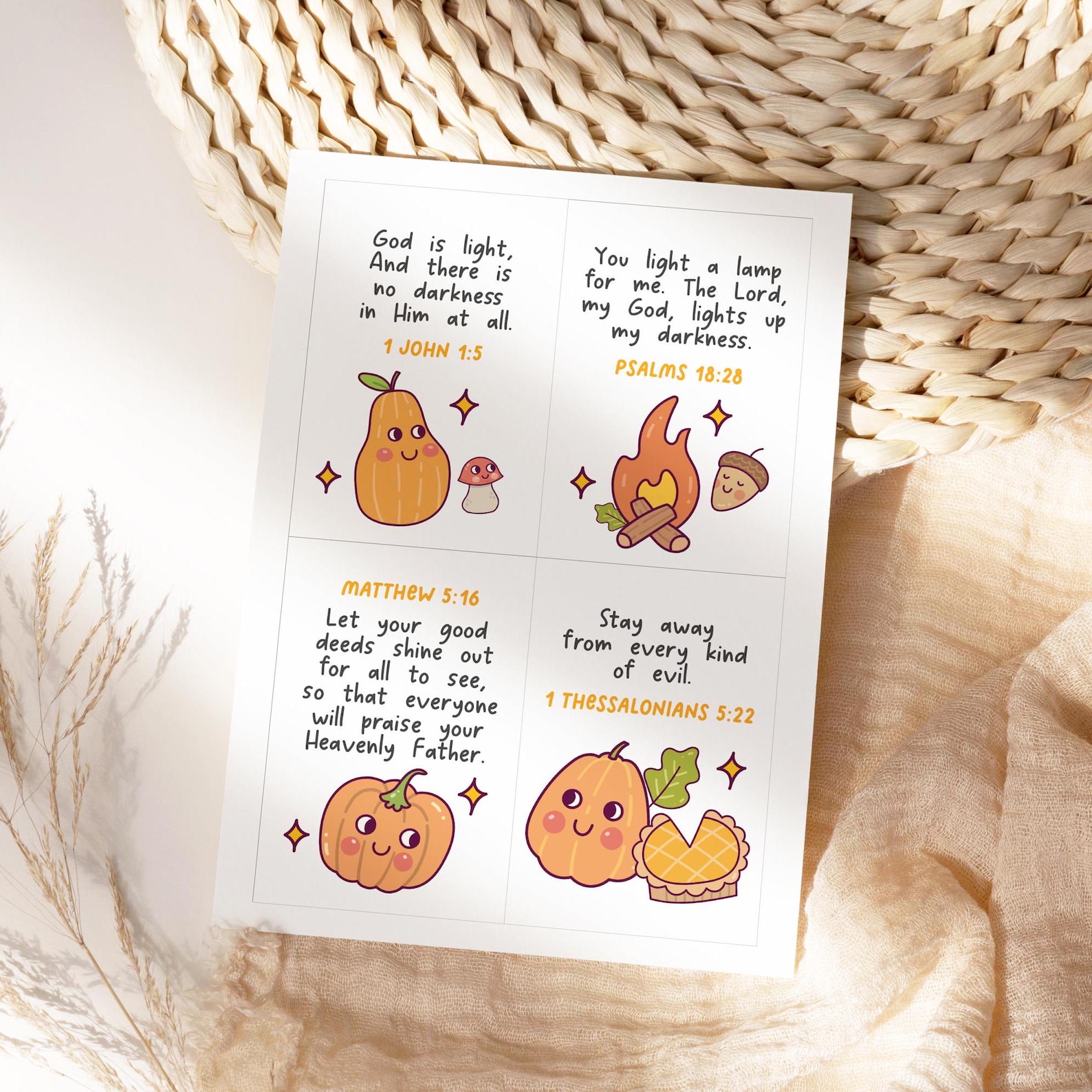 Christian Halloween Bible Verse Cards, Christian Halloween Activity for ...