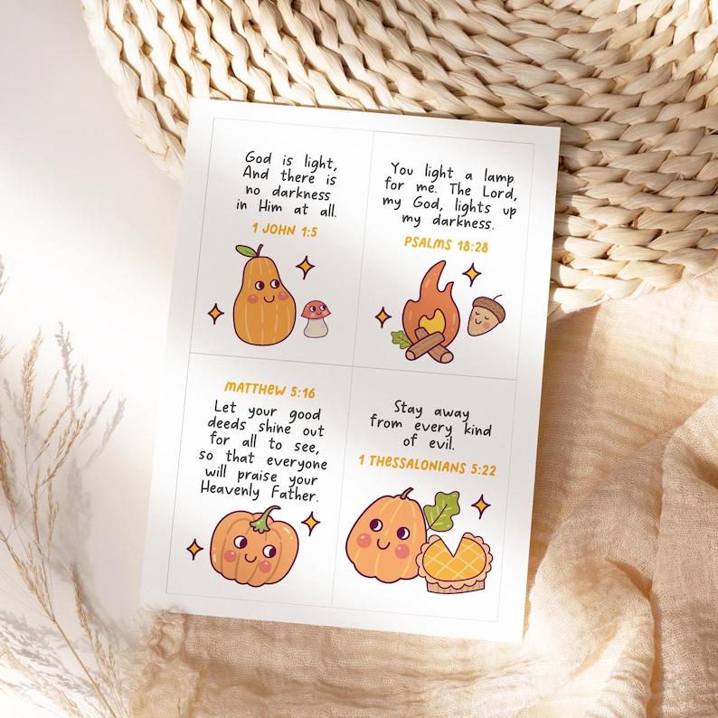 Christian Halloween Bible Verse Cards, Christian Halloween Activity for ...