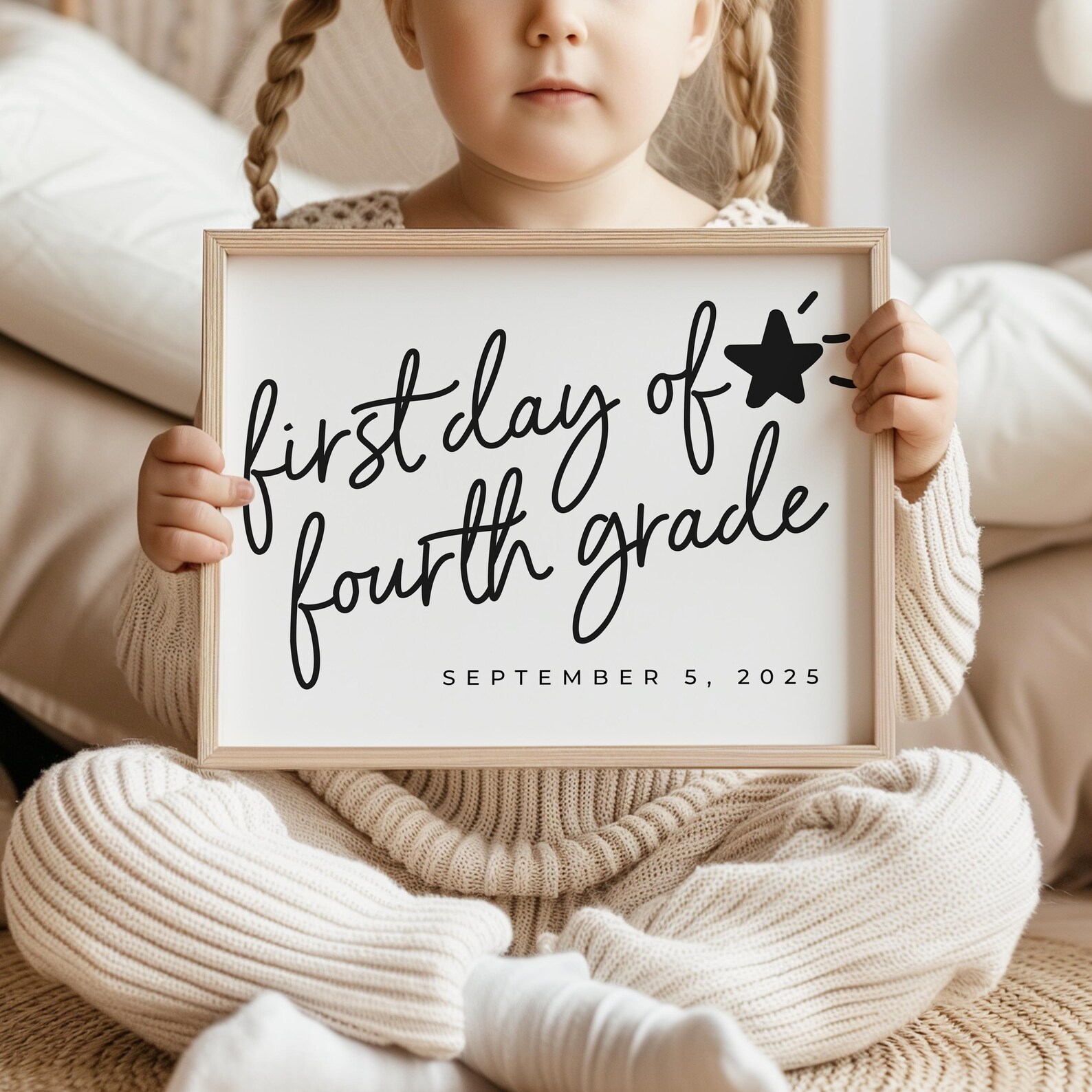 First Day of 4th Grade Sign Minimalist First Day of Fourth Grade ...