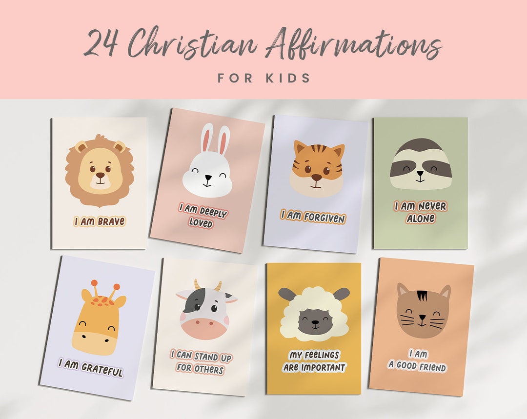 Christian Affirmation Cards for Kids, Bible Affirmations, Kids ...