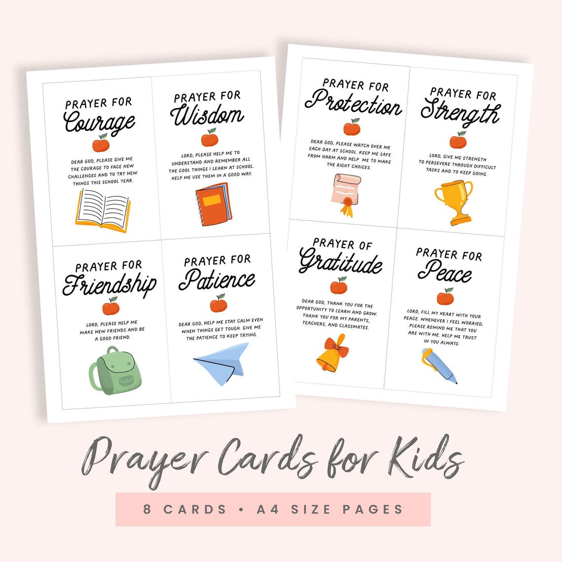 First Day of School Prayer Cards for Kids Christian Back to School ...