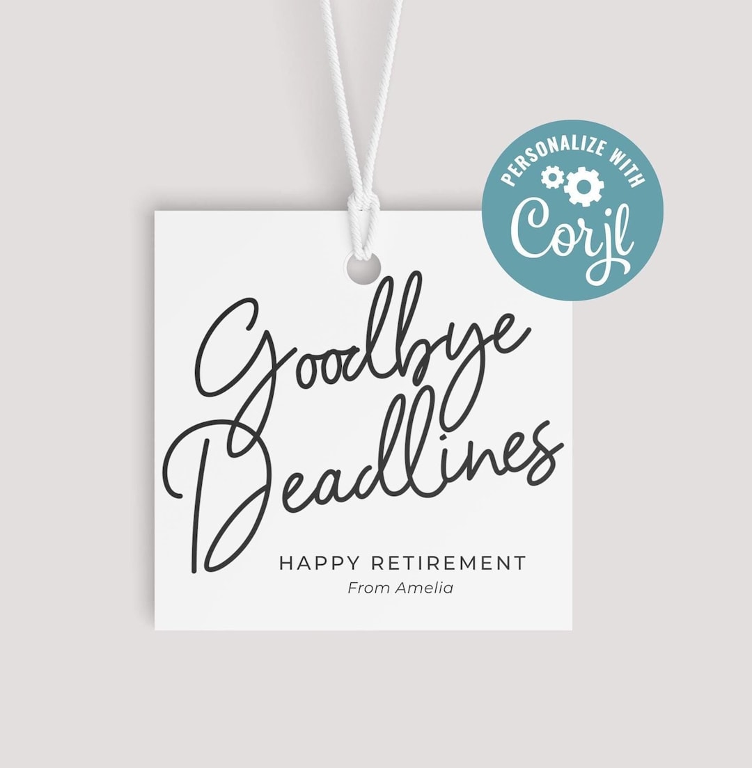 Retirement Gift Tag, Minimalist Retirement Tag, Personalized Retirement ...