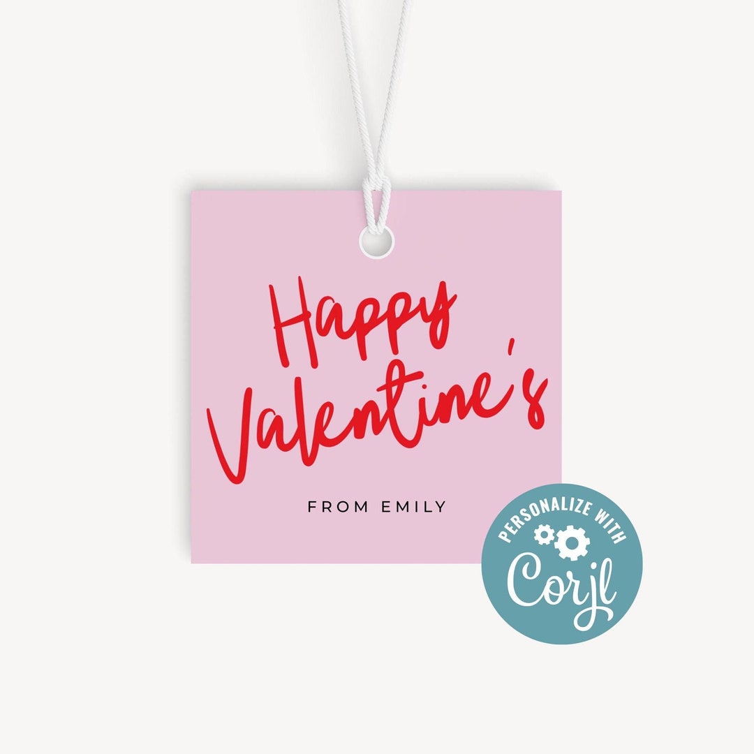 Editable Valentines Gift Tag Pink Valentines Day Favor Tag Teacher ...
