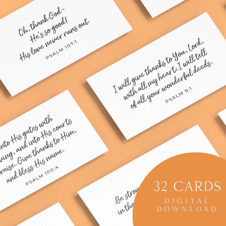 Thanksgiving Bible Verse Cards, Gratitude Scripture Cards, Thanksgiving ...