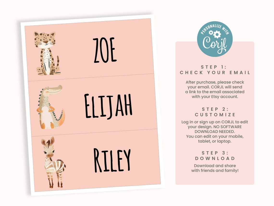 Safari Classroom Name Tags, Editable Elementary School Name Tag ...