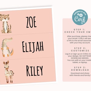 Safari Classroom Name Tags, Editable Elementary School Name Tag ...