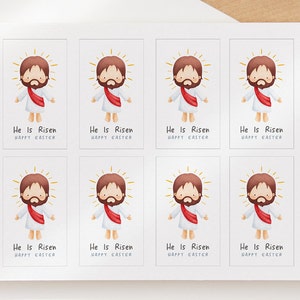 Christian Easter Gift Tags for Kids, He is Risen Gift Tag, Bible Verse ...