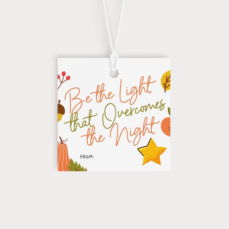 Christian Halloween Gift Tag, Trunk or Treat, Be the Light, Halloween ...