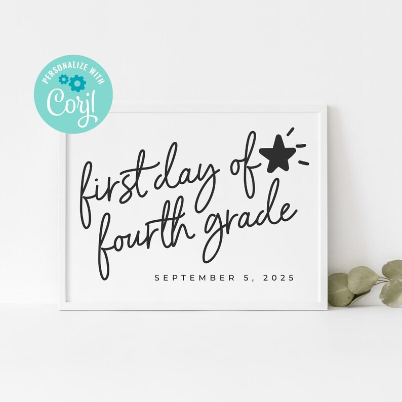 First Day of 4th Grade Sign Minimalist First Day of Fourth Grade ...