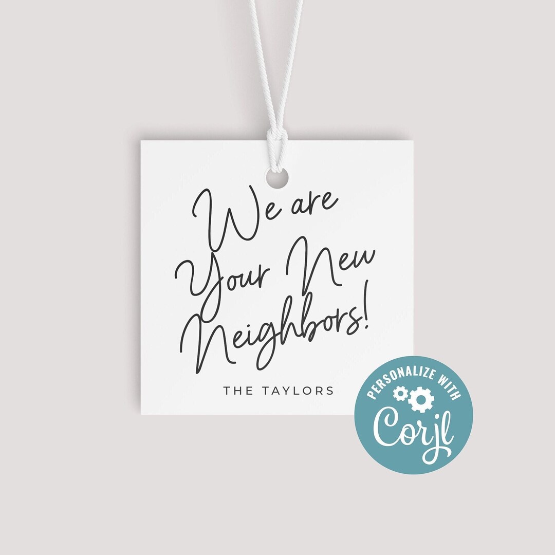 Minimalist New Neighbor Gift Tag Editable Housewarming Cookie Tag New ...