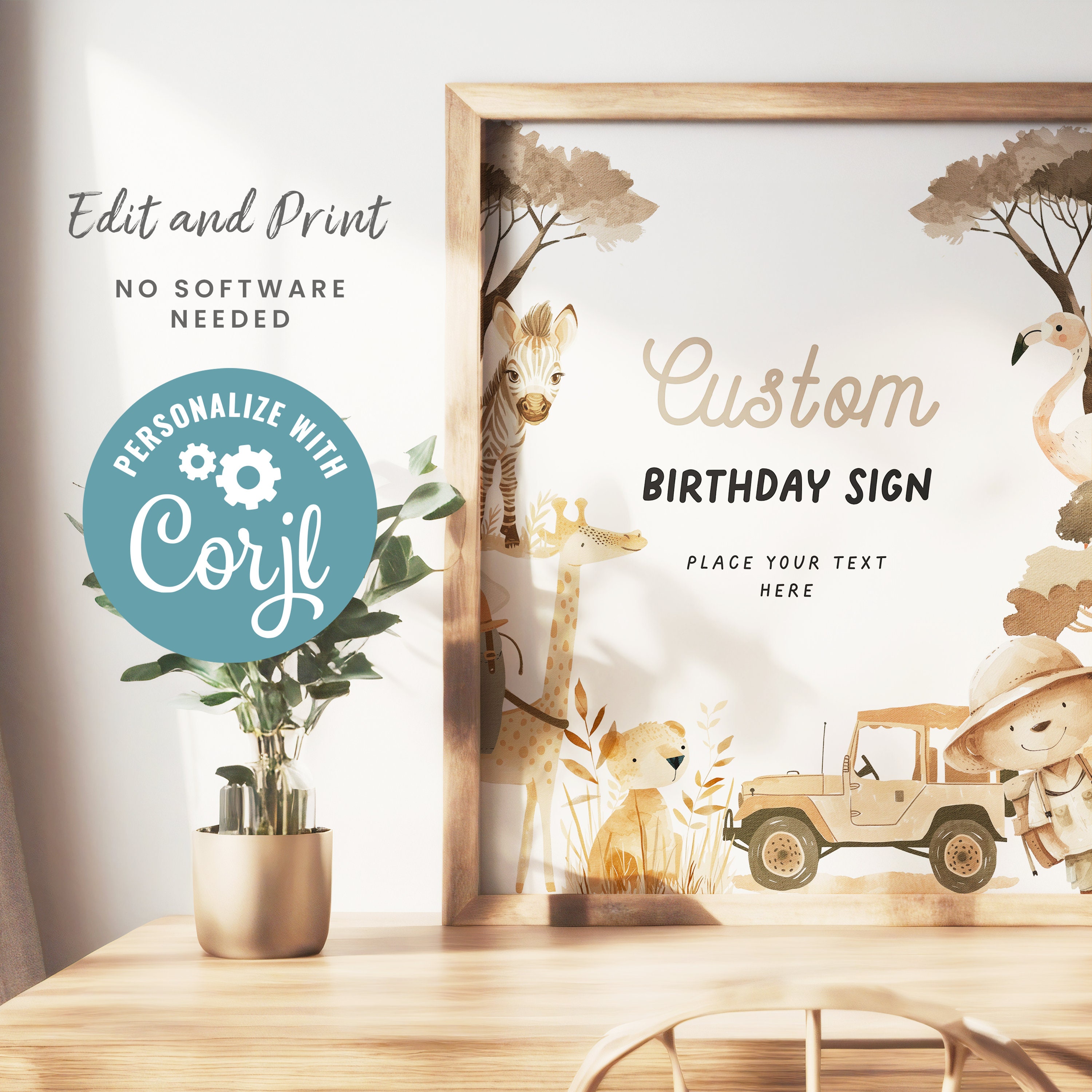 Editable Safari Birthday Sign, Safari Birthday Table Sign, Baby Shower ...