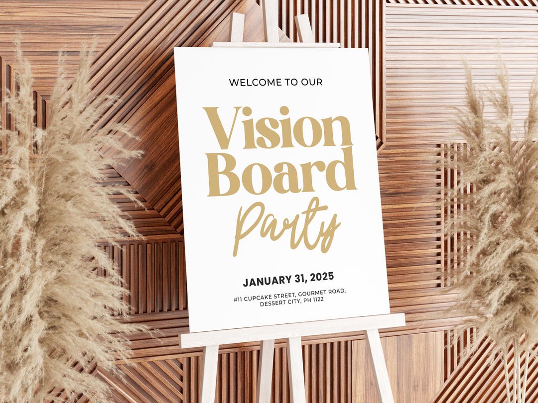 Editable Vision Board Party Welcome Sign, Vision Boarding Event Sign ...