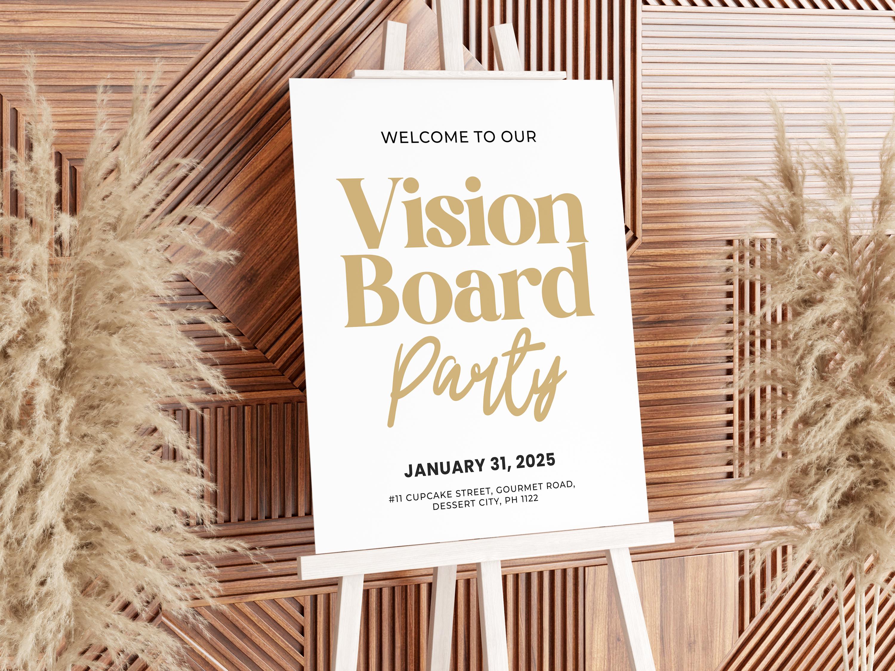 Editable Vision Board Party Welcome Sign, Vision Boarding Event Sign ...