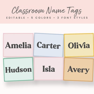 Editable Pastel Classroom Name Tags for Kids, Colorful Locker Labels ...