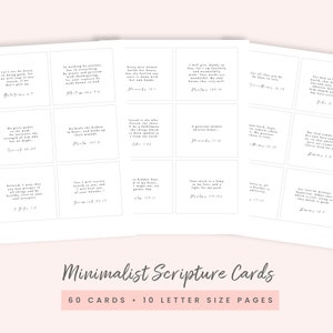 60 Scripture Cards, Memory Verses, Bible Verse Cards, Minimalist ...