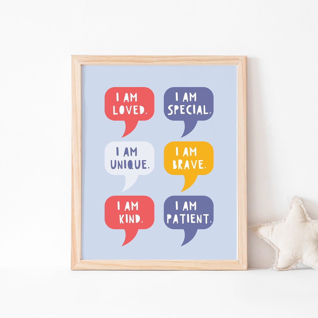 Kids Affirmation Wall Art, Mental Health Children, Nursery Decor ...