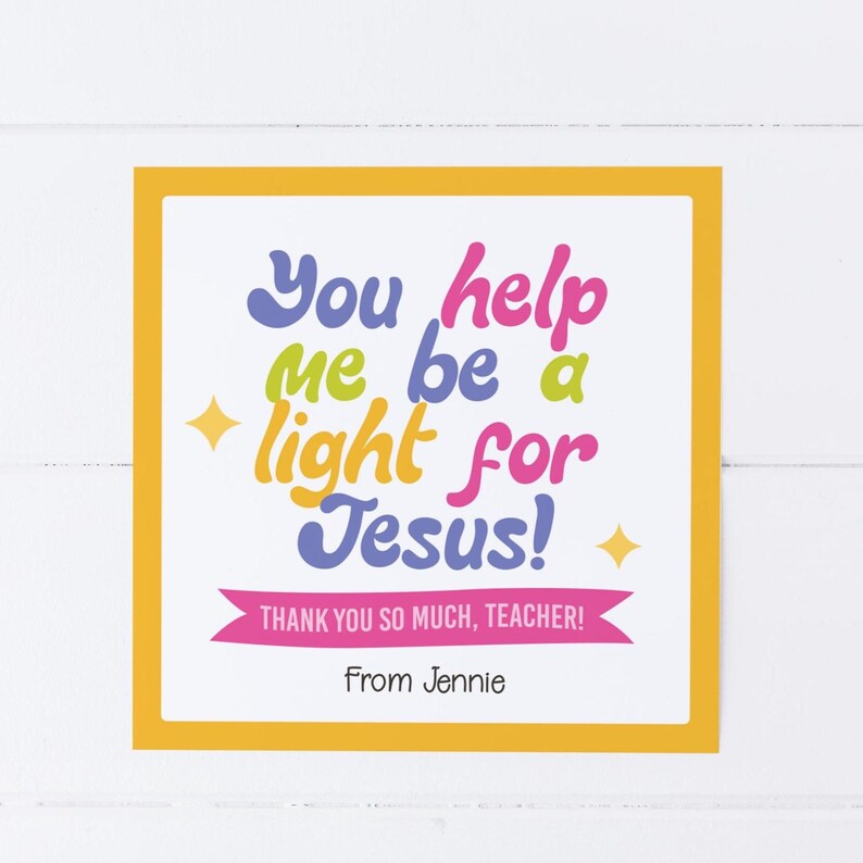 Teacher Appreciation Gift Tag Christian Teachers Day Tag Sunday School ...