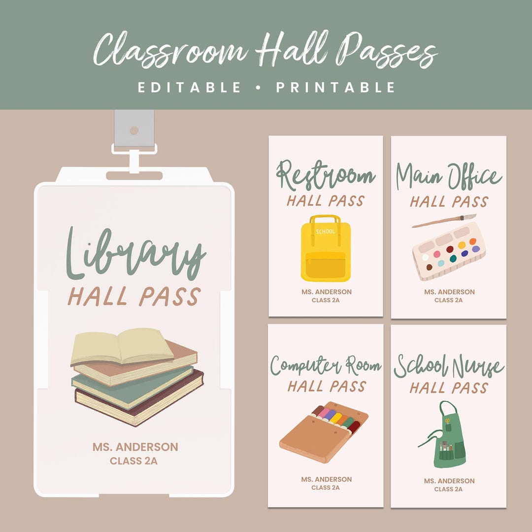 Classroom Hall Passes, Teacher Hall Pass, Classroom Management ...