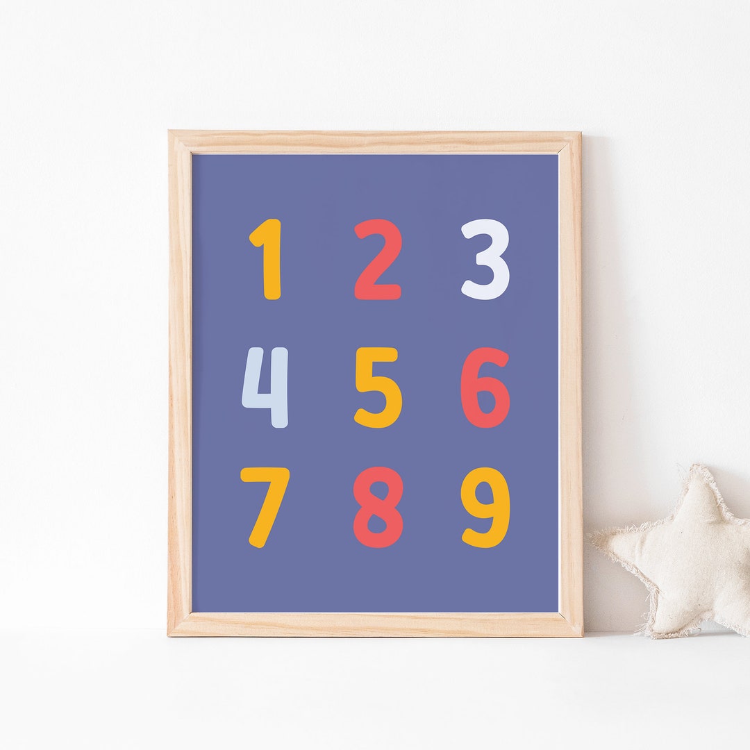 Colorful Numbers Wall Decor for Kids, Printable Educational Wall Art ...