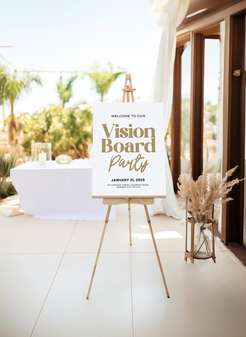 Editable Vision Board Party Welcome Sign, Vision Boarding Event Sign ...