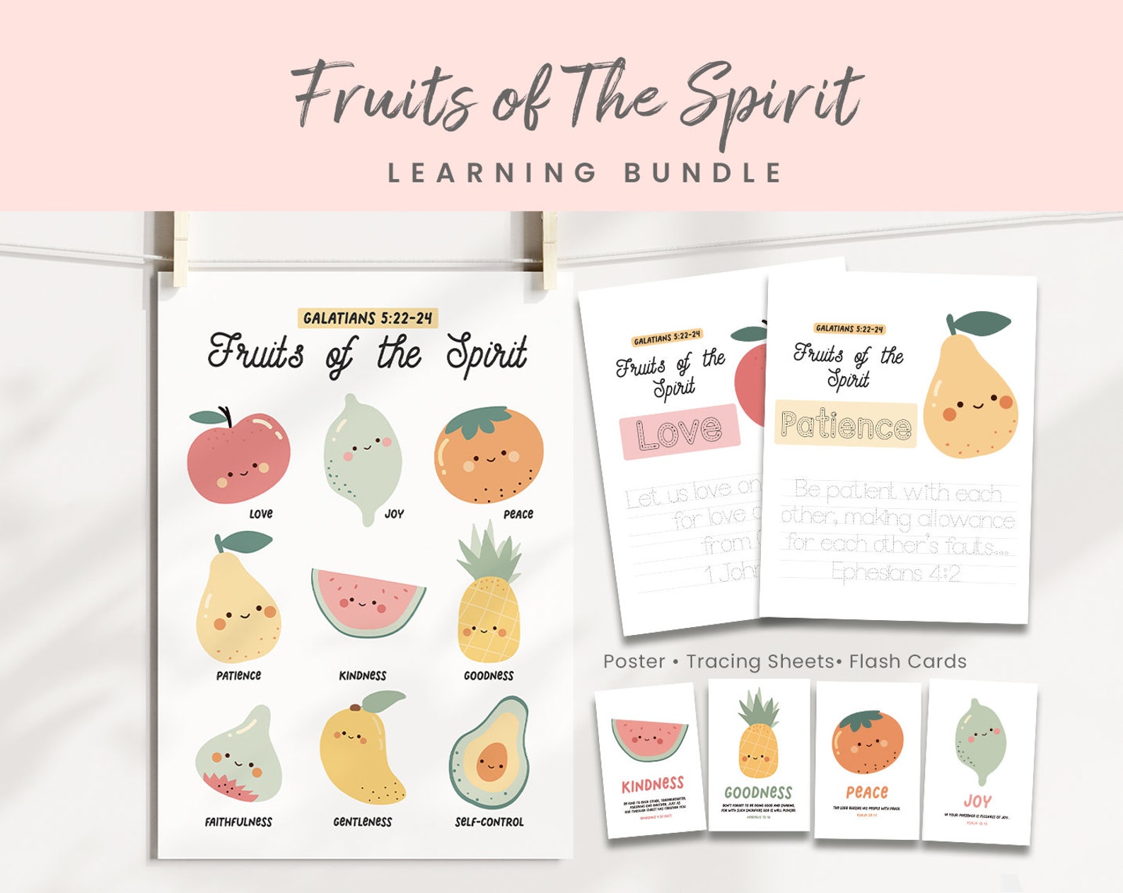 Fruits of the Spirit Bible Activity Bundle, Preschool Christian Kids ...