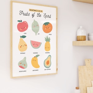Fruits of the Spirit Wall Art for Kids, Scripture Wall Art Bible Verse ...
