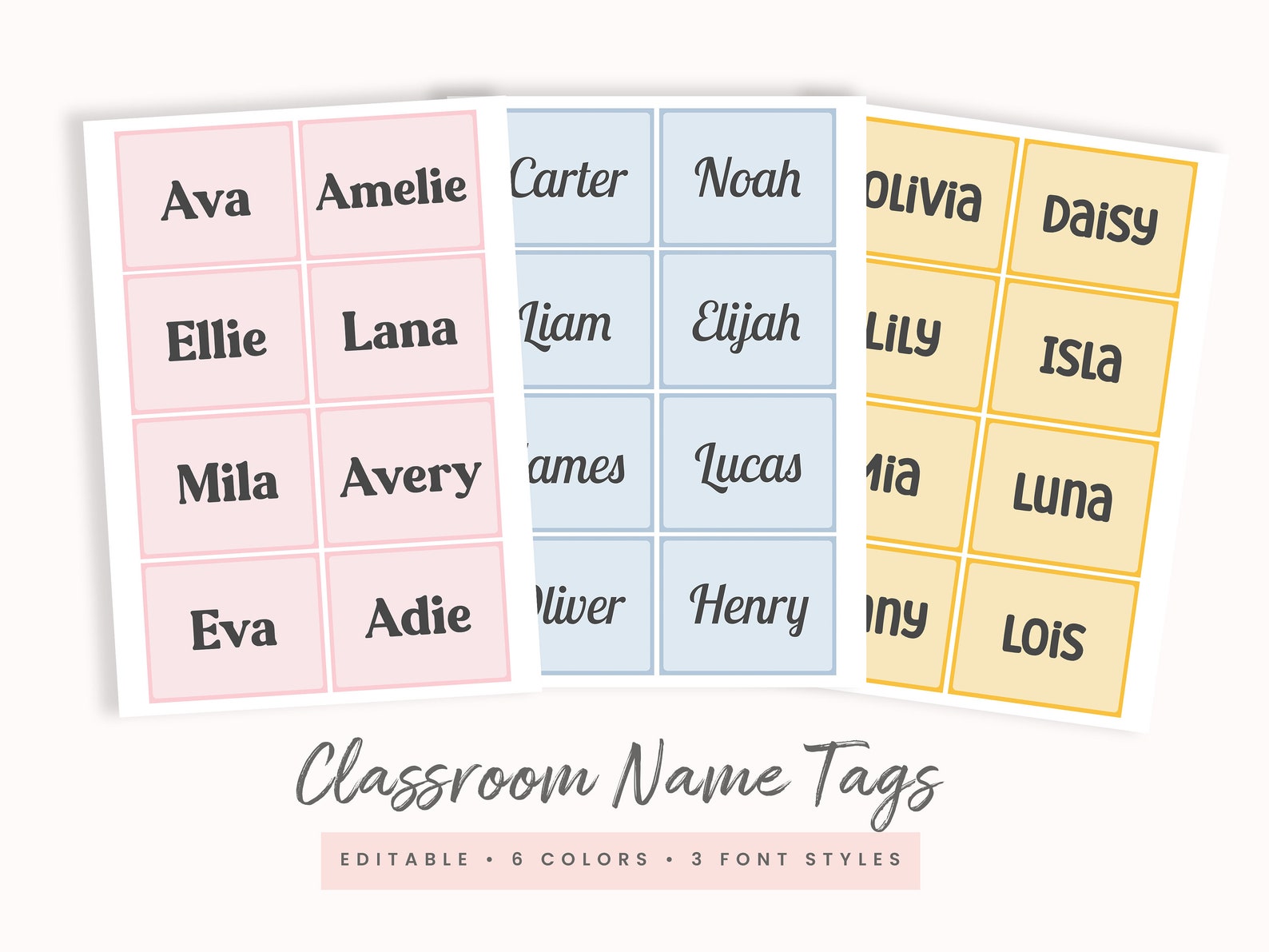 Editable Pastel Classroom Name Tags for Kids, Colorful Locker Labels ...