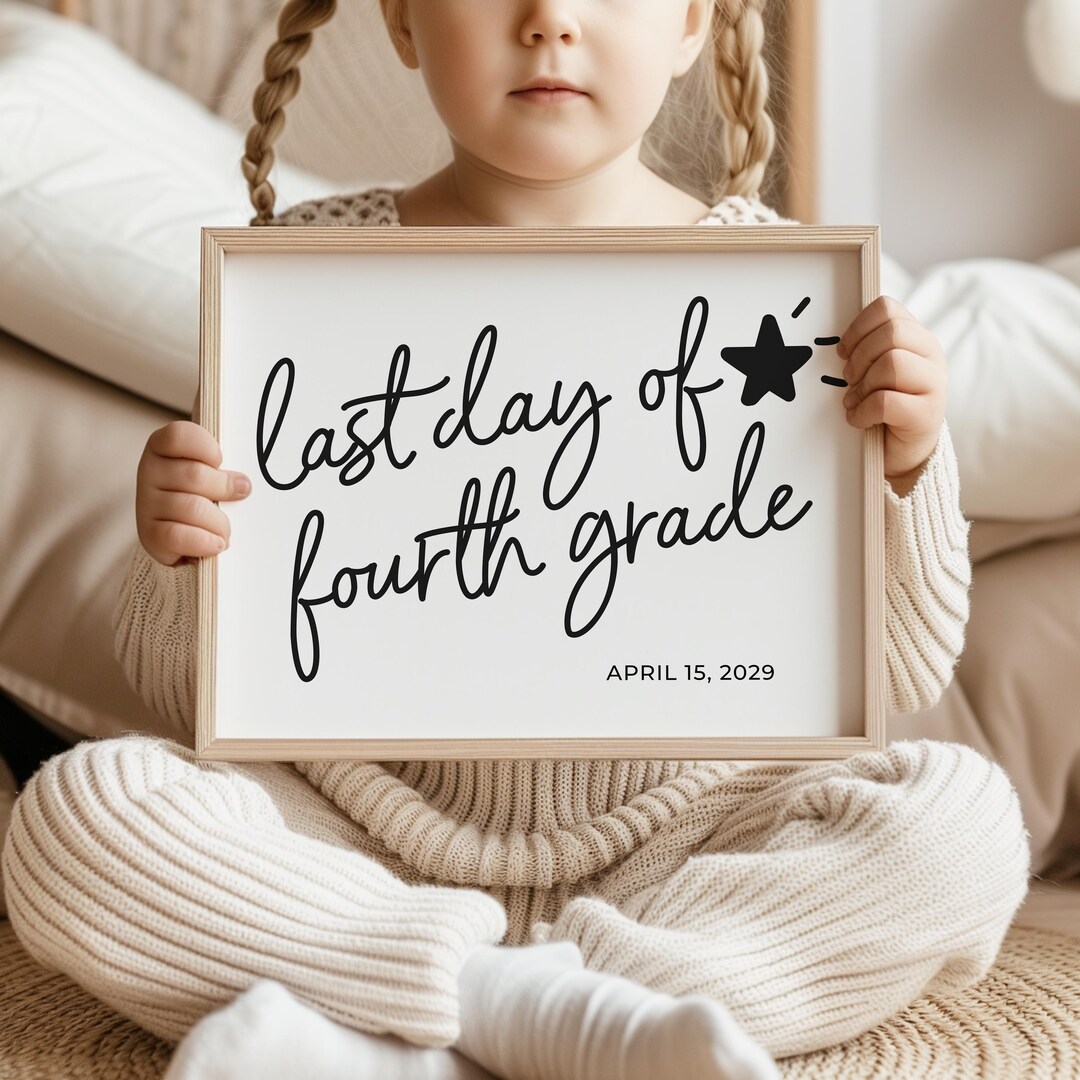 Last Day of 4th Grade Sign Minimalist Last Day of School Sign Editable ...