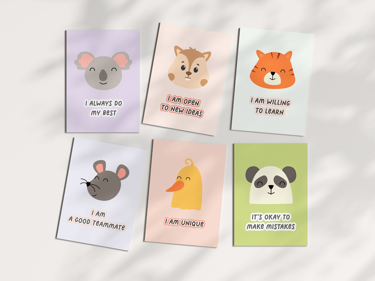 Positive Affirmation Cards for Kids, Cute Animals Printable (PDF) - Etsy