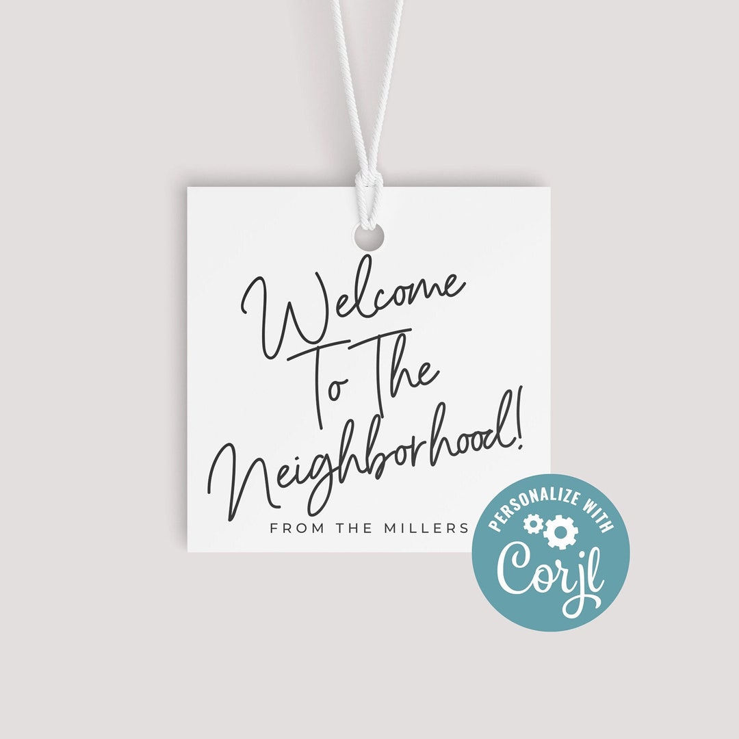 Welcome Neighbor Gift Tag Minimalist New Neighbor Gift Editable ...