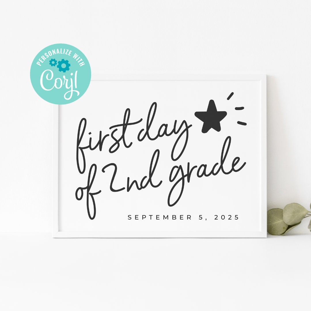 First Day of 2nd Grade Sign Minimalist First Day of School Sign ...