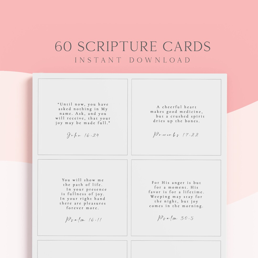 60 Scripture Cards, Memory Verses, Bible Verse Cards, Minimalist ...