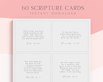 60 Scripture Cards, Memory Verses, Bible Verse Cards, Minimalist ...