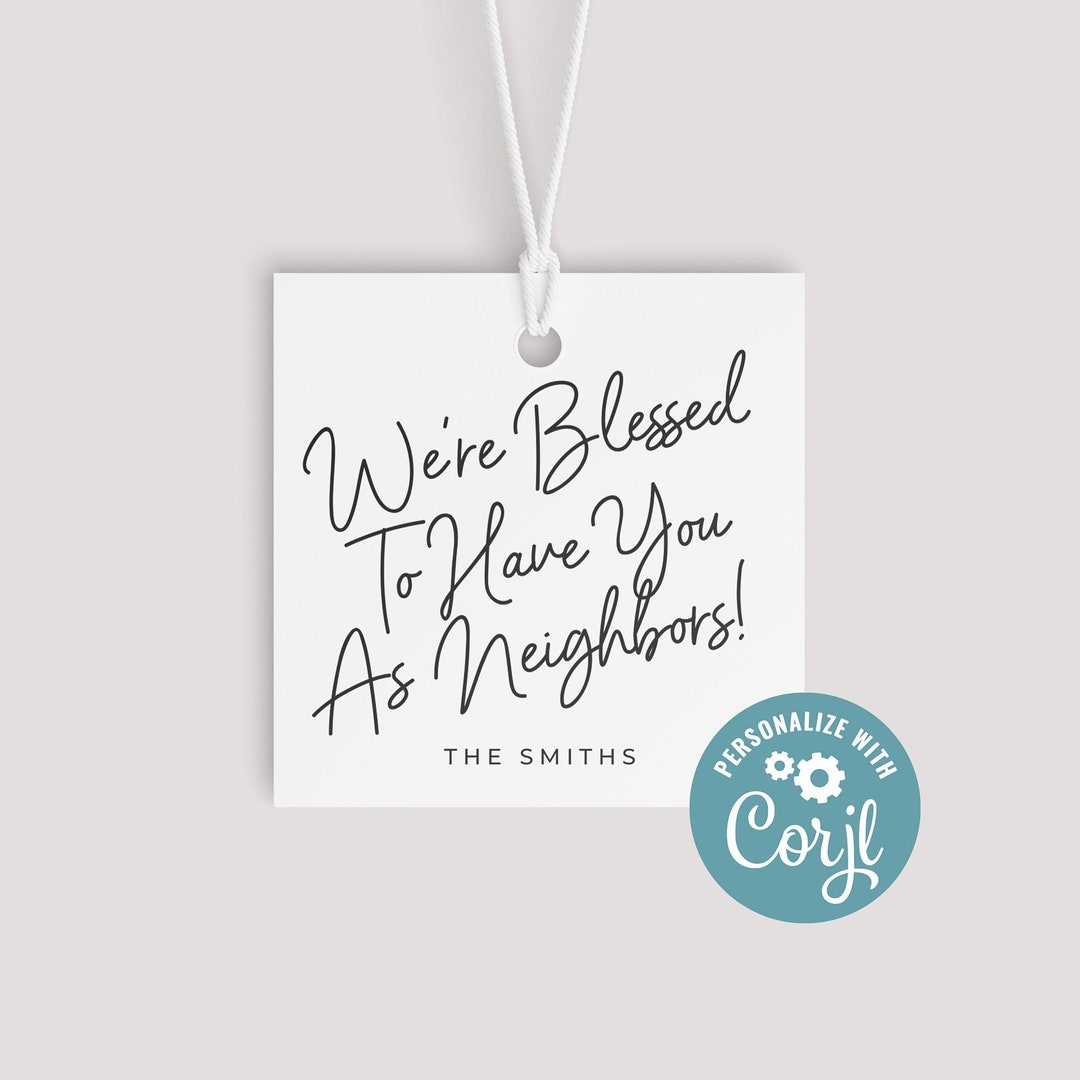 Minimalist Neighbor Gift Tag Template Christian Neighbors Editable Gift ...