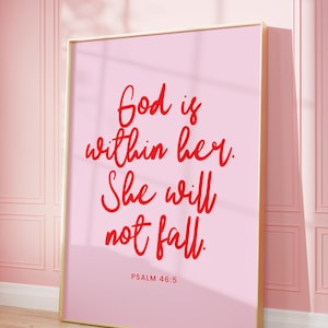 Psalm 46:5, God is Within Her, Pink Bible Verse Wall Decor, Pink ...