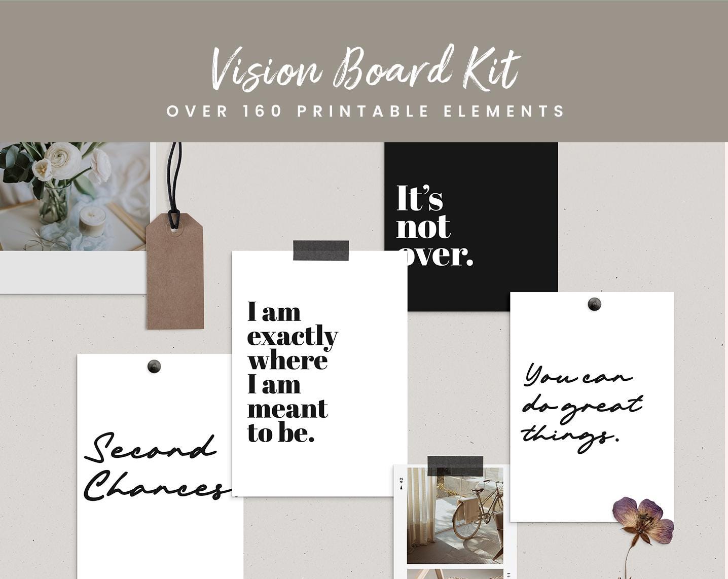 Minimalist Vision Board Kit, Vision Board Ideas, Elegant Vision Board ...