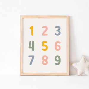 Numbers Classroom Wall Art Calm Colors Printable Educational Poster ...