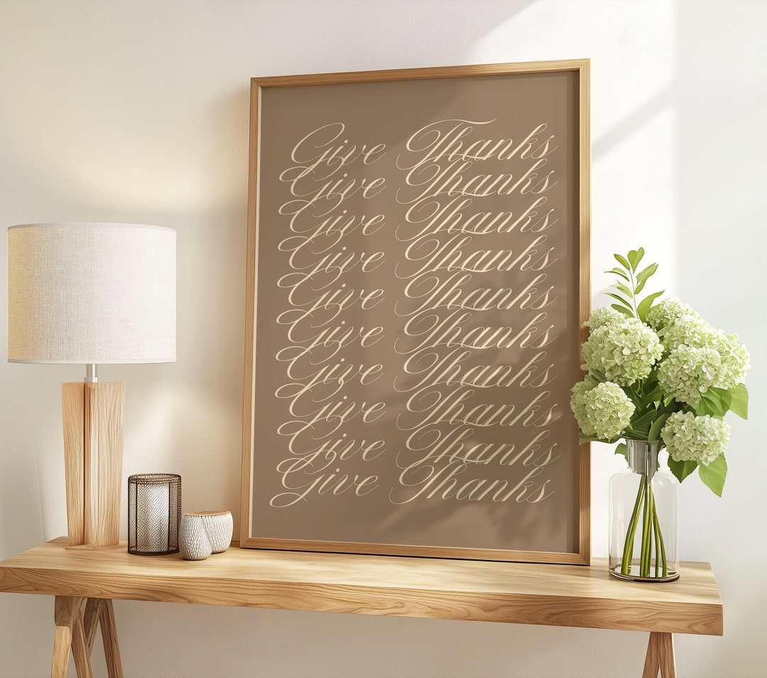 Give Thanks Wall Art, Give Thanks Wall Decor, Give Thanks Calligraphy ...