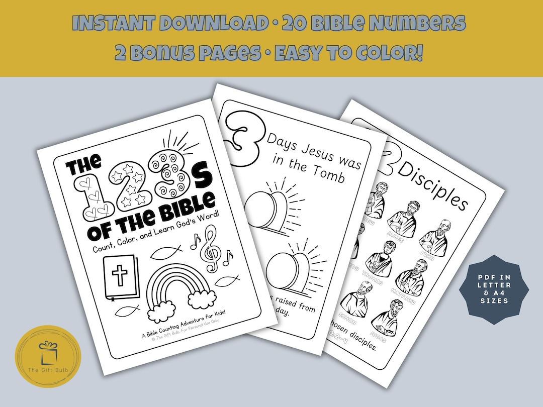 123s of the Bible Coloring Book | Christian Numbers Activity | Bible ...