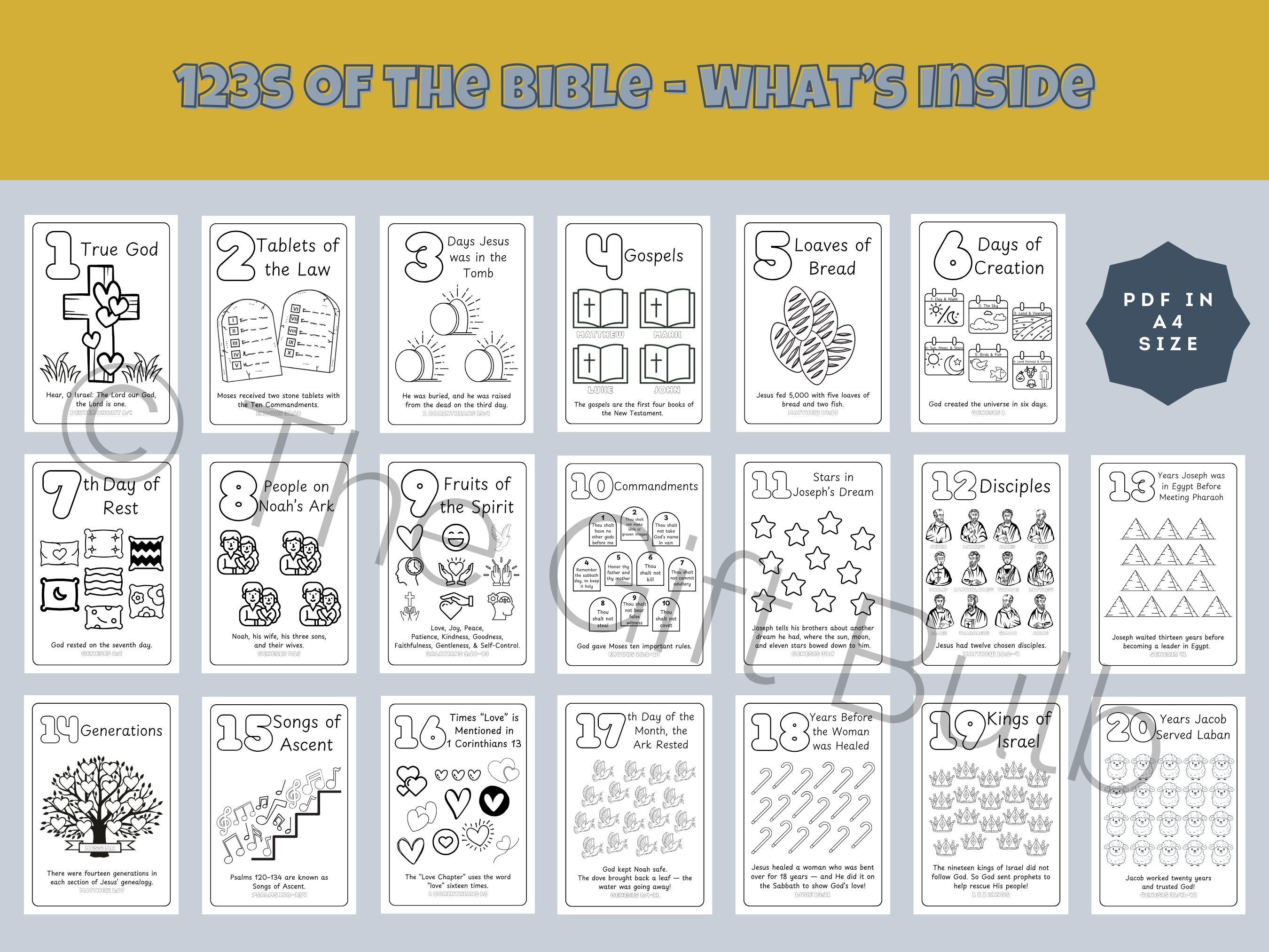 123s of the Bible Coloring Book | Christian Numbers Activity | Bible ...