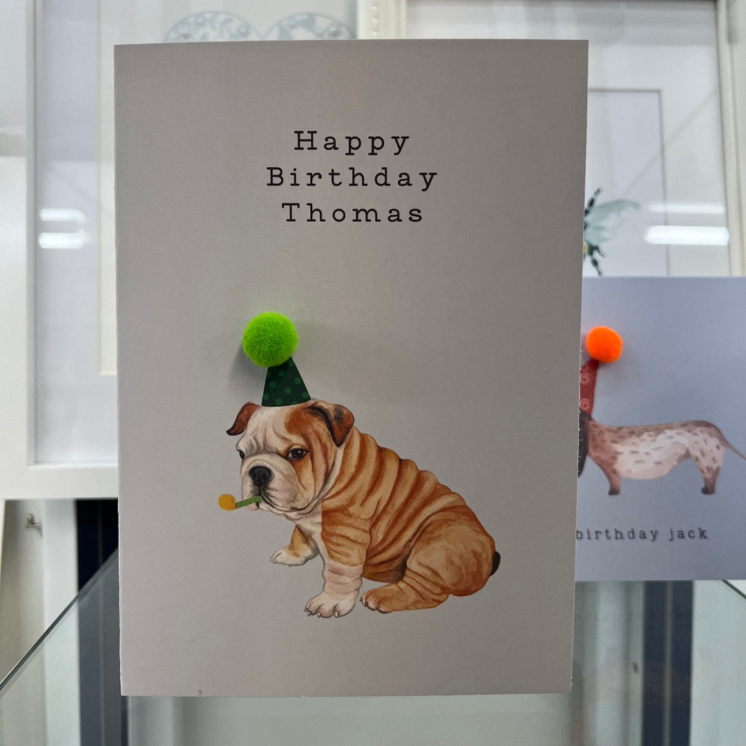 Personalised Bulldog Birthday Card, Handmade Bulldog Card, Dog Card ...