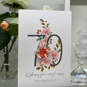 70th Birthday Card, Seventieth Birthday Card, 70th Card, Happy 70th ...