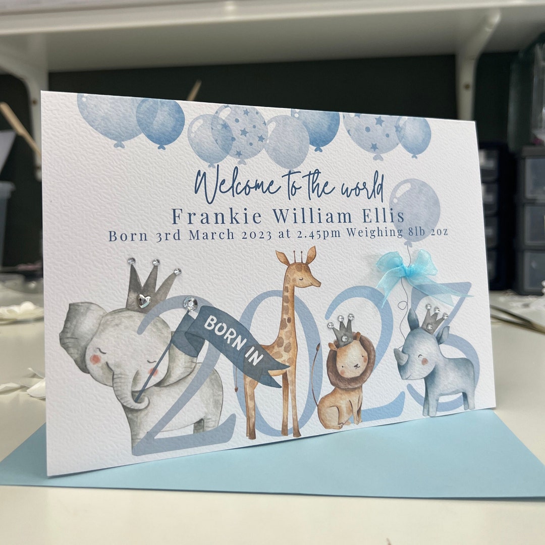 2025 Personalised New Baby Boy Card, New Baby Card, New Baby Grandson ...